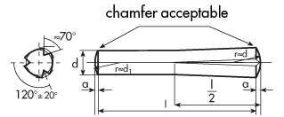 CYLINDRICAL, TAPER AND GROOVED PINS : PINS DIN 1472 along half length taper grooved - Gandini ...