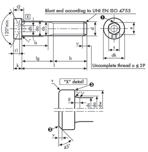 Metallic screws and nuts : Hexagonal socket head cap screws : low head with easer hole DIN 6912 ...