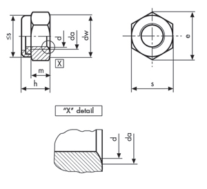 Metallic screws and nuts : Self locking nuts : DIN 985 Prevailing torque type hexagon nut with ...